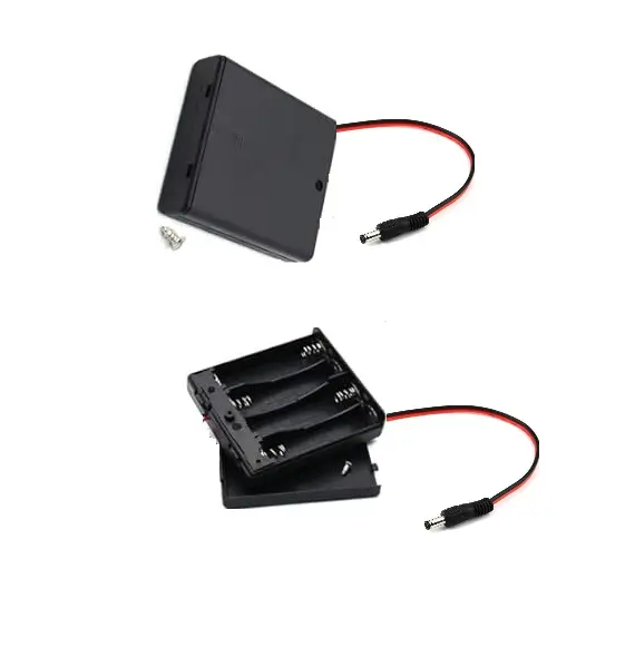 Battery Holder 4 x AA 1.5V Storage Case Box With 5.5x2.5mm DC Plug ...